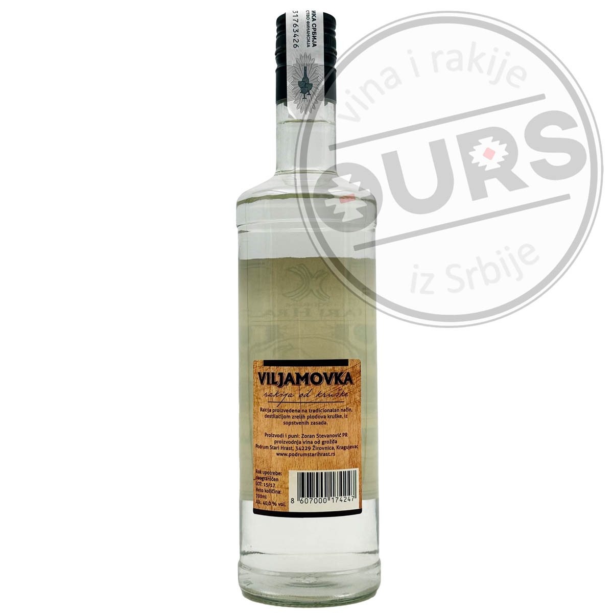 Stari Hrast rakija Kruška 0,7L - OURS Vinoteka & Rakija Shop